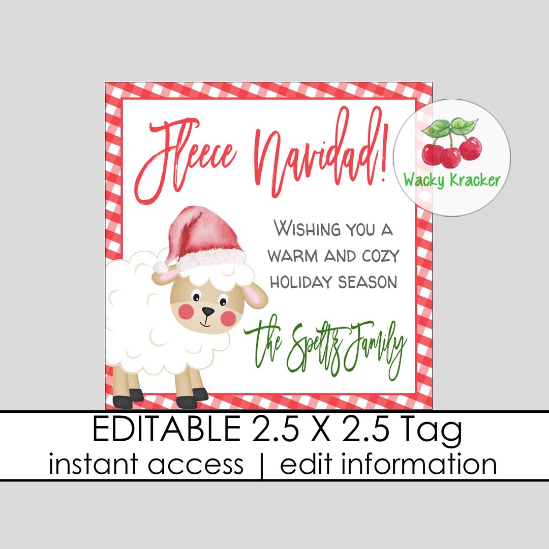 Fleece Navidad Gift Tag, Personalized Holiday Label, Christmas Blanket ...
