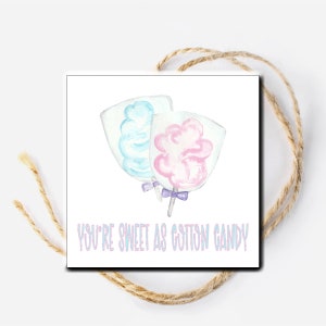 Cotton Candy Party Favor Tag, Teacher Gift, You Are as Sweet as Cotton ...