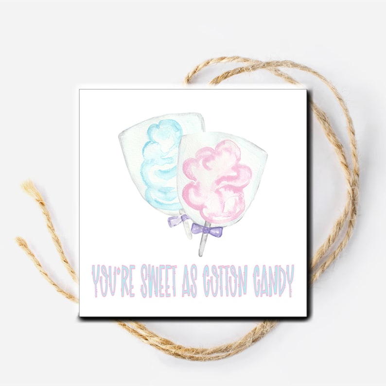 Cotton Candy Party Favor Tag, Teacher Gift, You Are as Sweet as Cotton ...