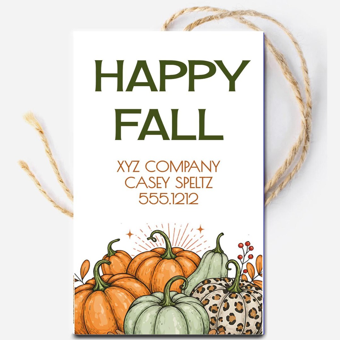 Printable Happy Fall Pumpkin Tag, Referral Business Marketing Tag ...