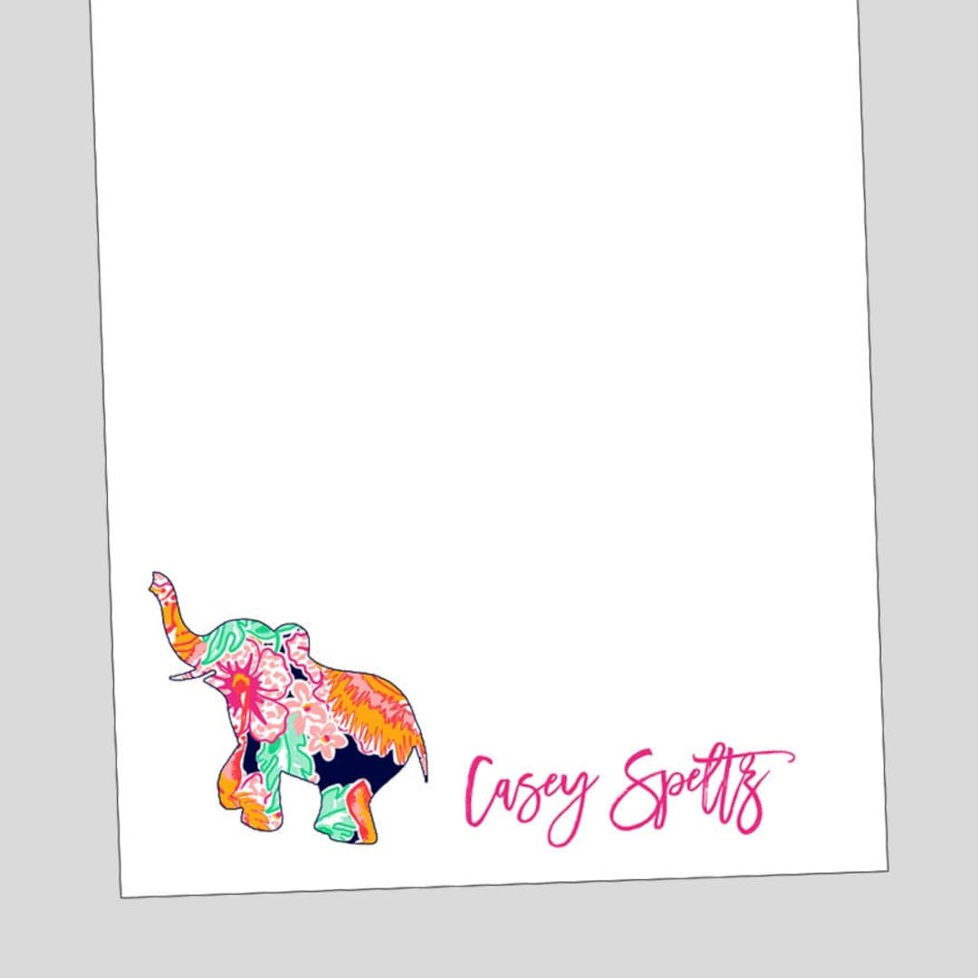 Elephant Notepad, Personalized Notepad, Elephant Gift, Teacher Notepad ...