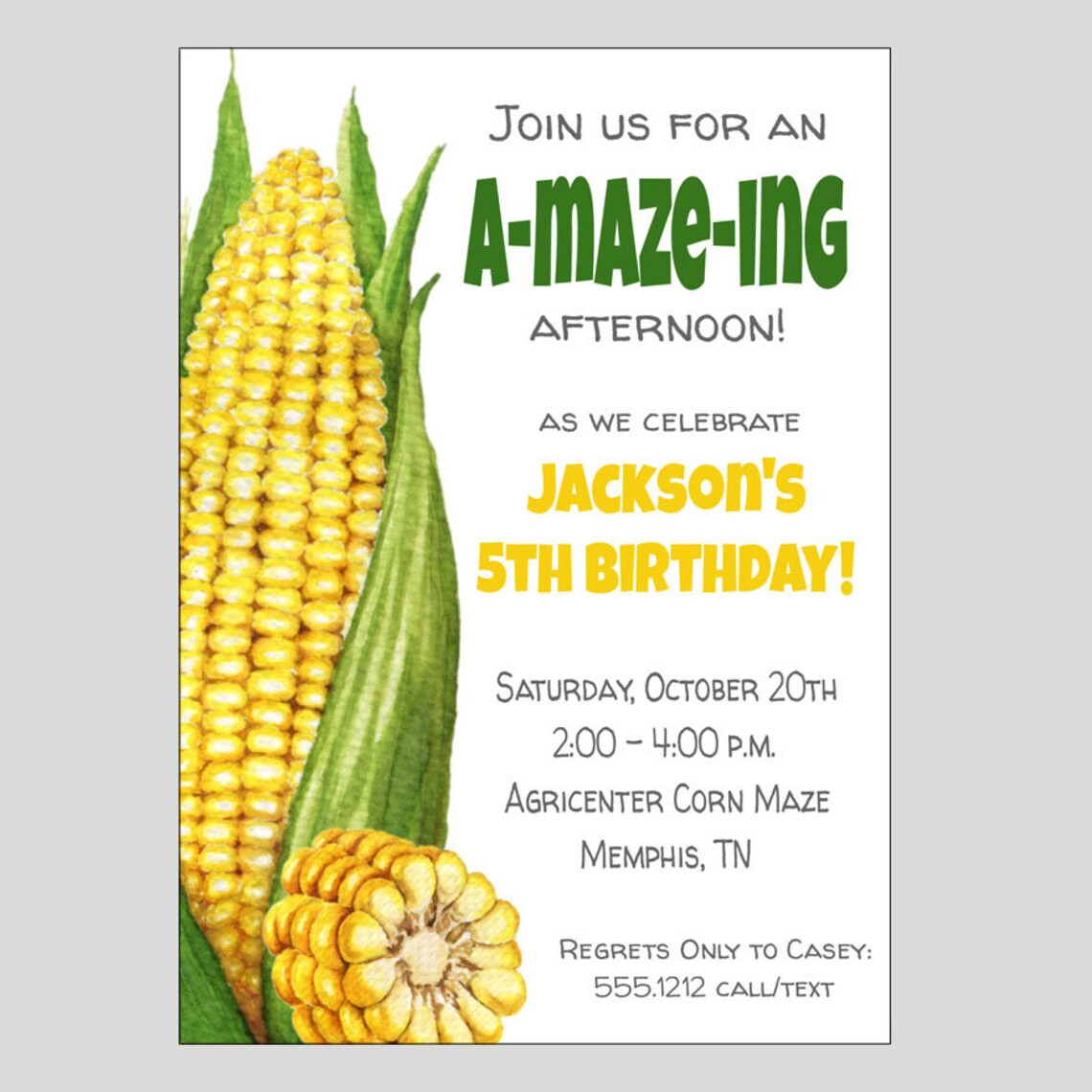 Corn Maze Birthday Invitation Fall Festival Invitation Corn | Etsy