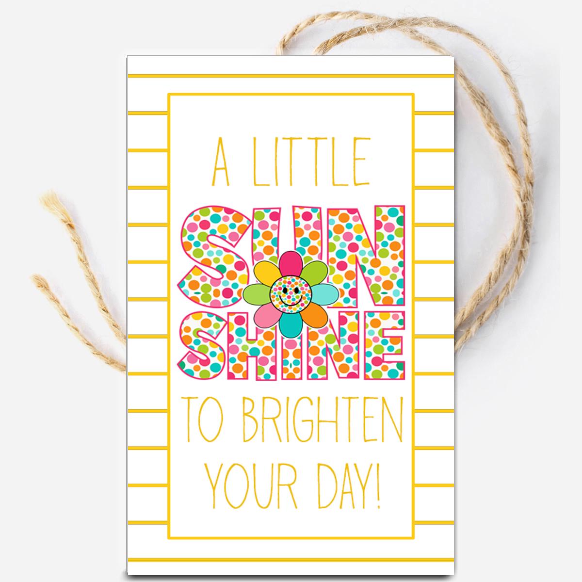 Printable Sunshine Gift Tag, Sunshine Box, Yellow Sun Tag, A Little ...