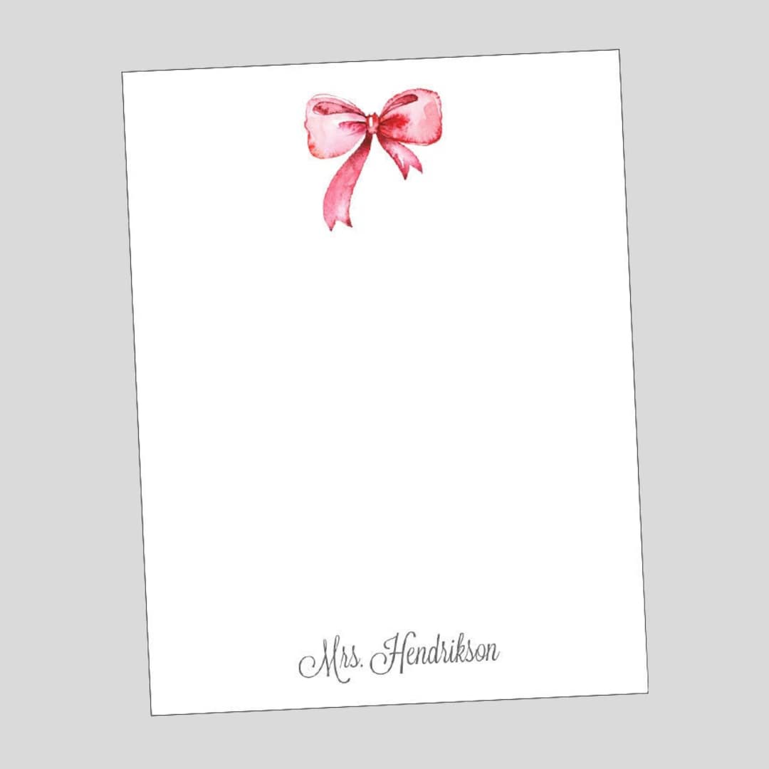 Pink Bow Notepad, Personalized Notepad, Writing Pad, Unique Notepads ...