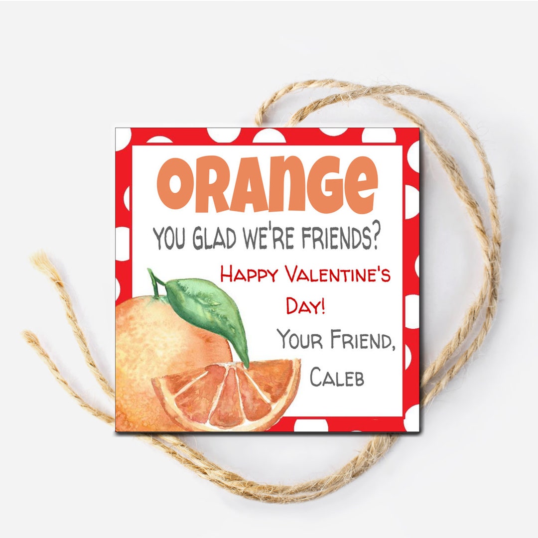 Orange Valentine Tags Happy Valentine's Day Gift Tag - Etsy