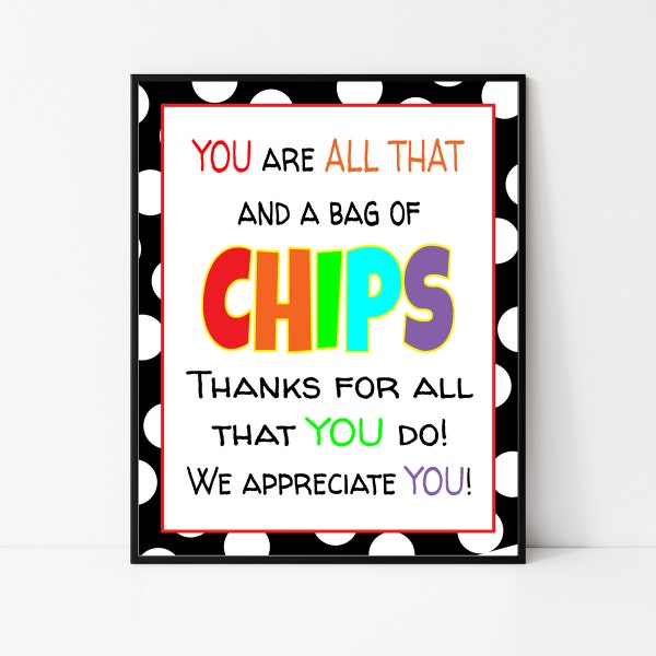 Printable Appreciation All That and a Bag of Chips - Etsy