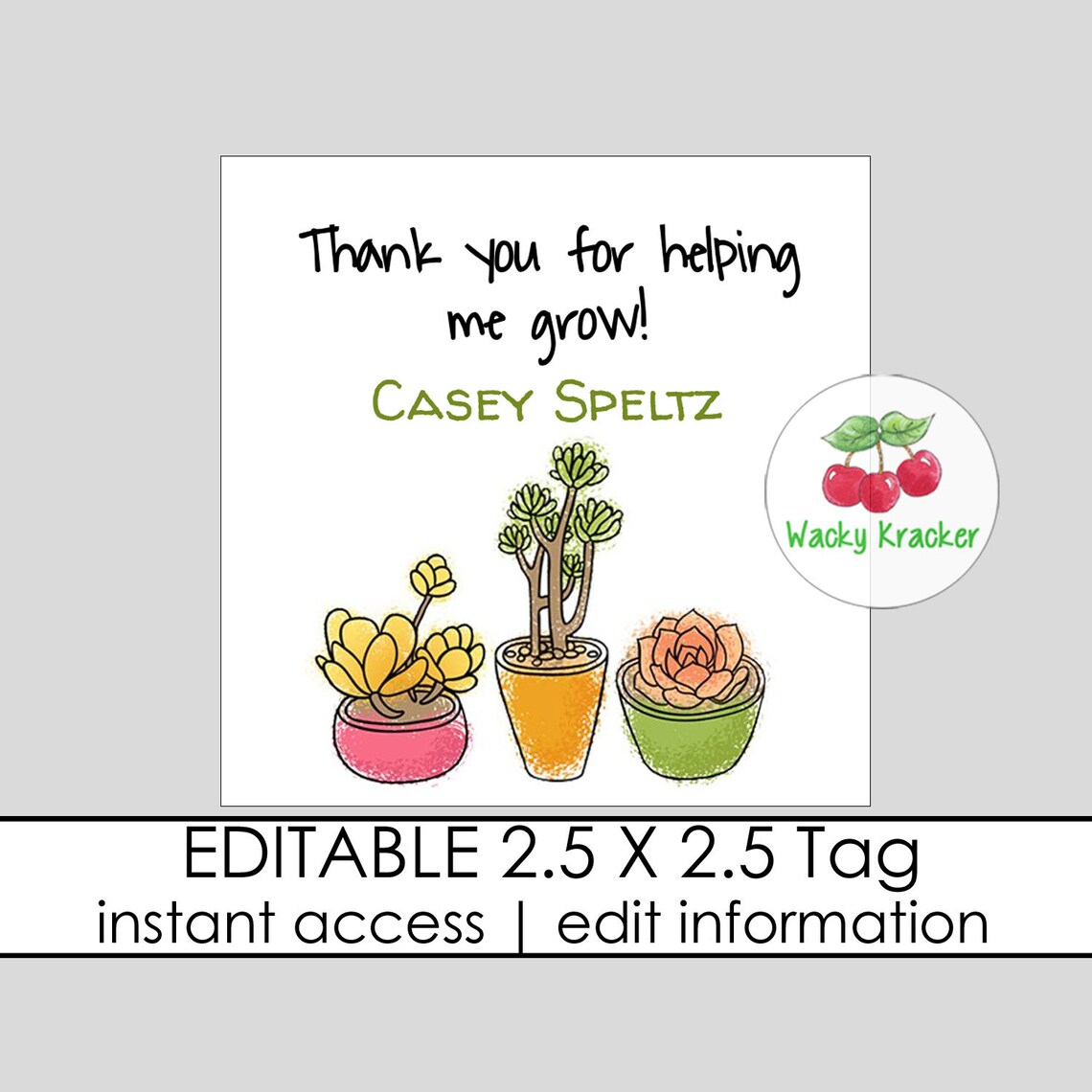 Thank You for Helping Me Grow Tags Thank You Gift Tags PTO - Etsy