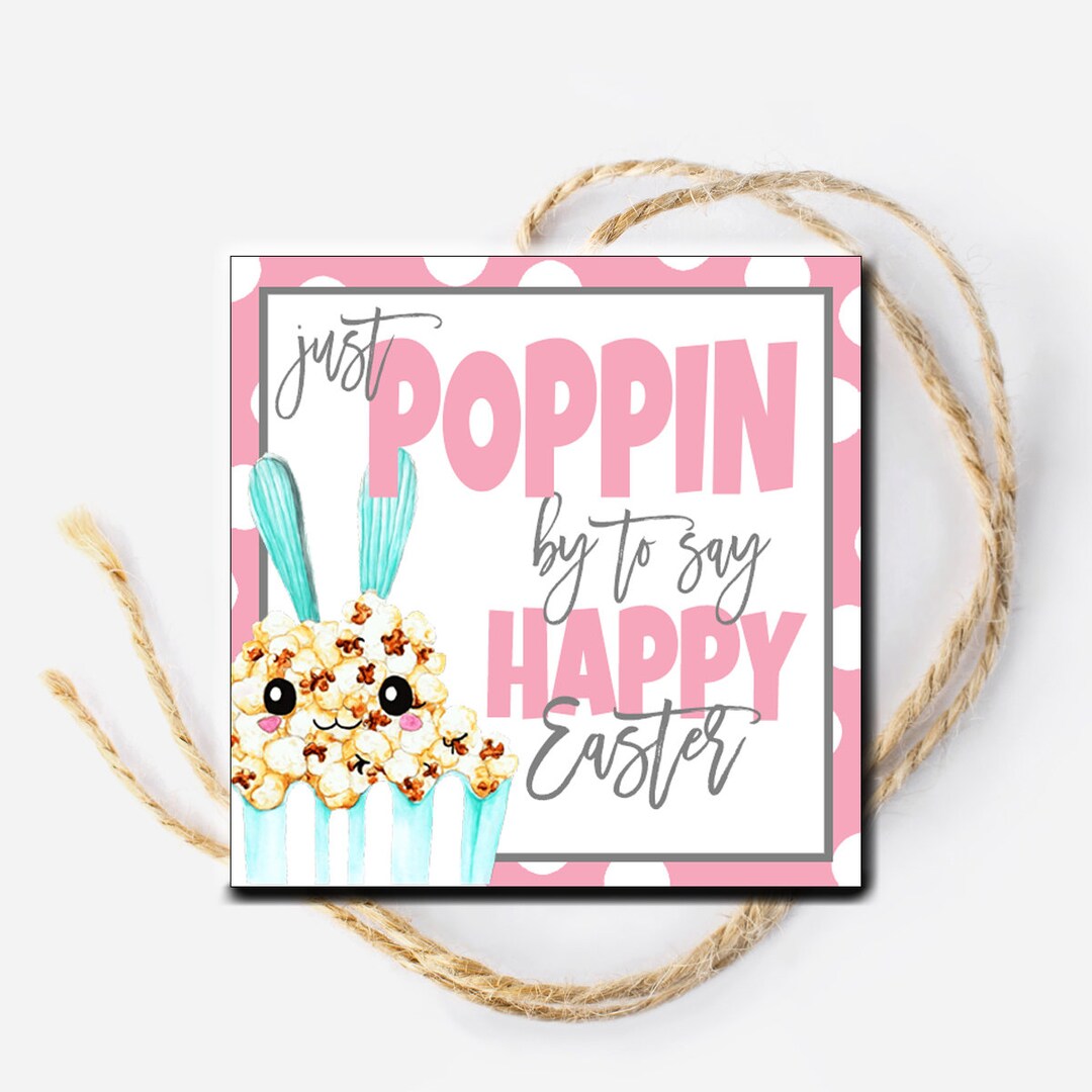 Printable Popcorn Tag, Easter Tag, Tag for Popcorn, Happy Easter ...