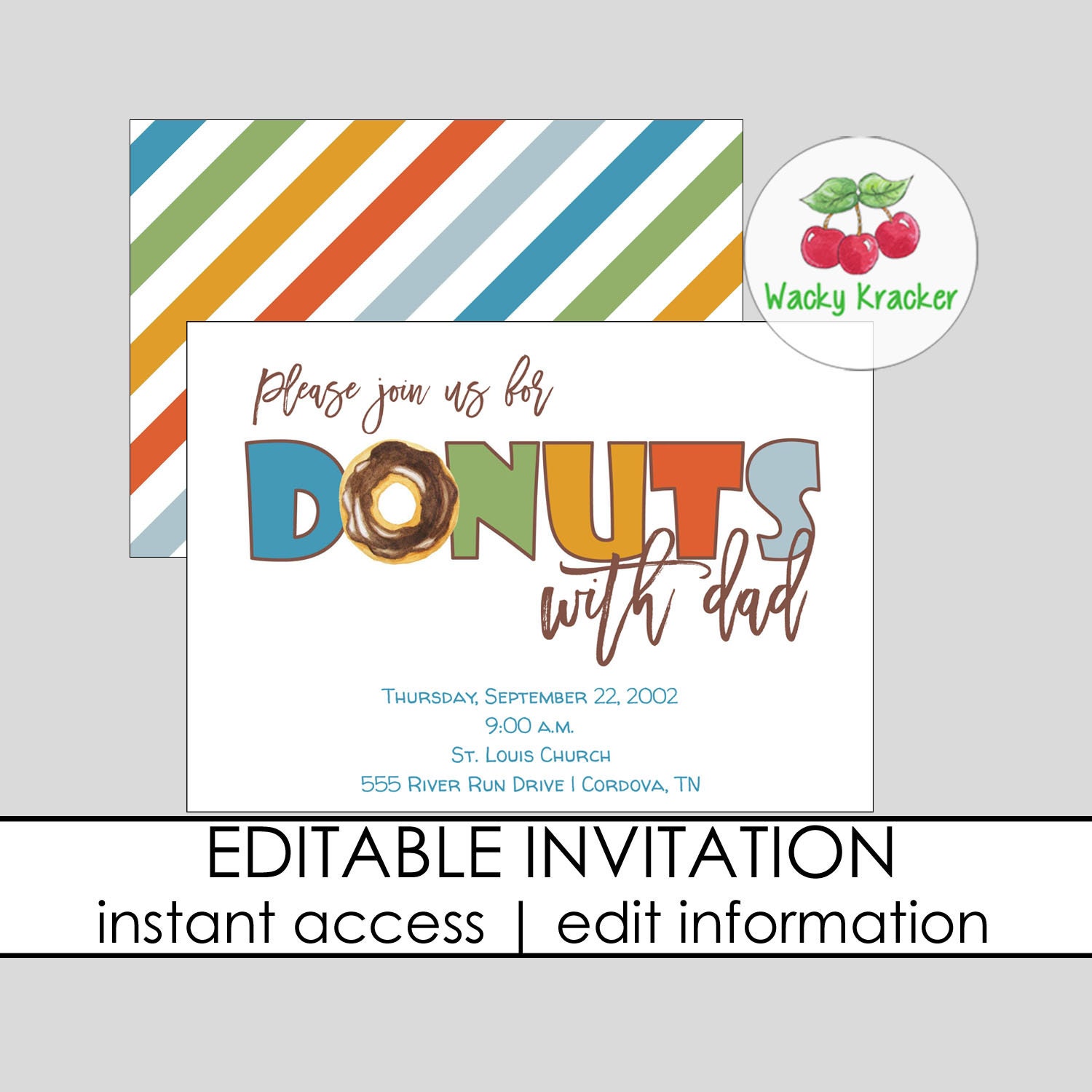 Donuts For Dad Invitation Template