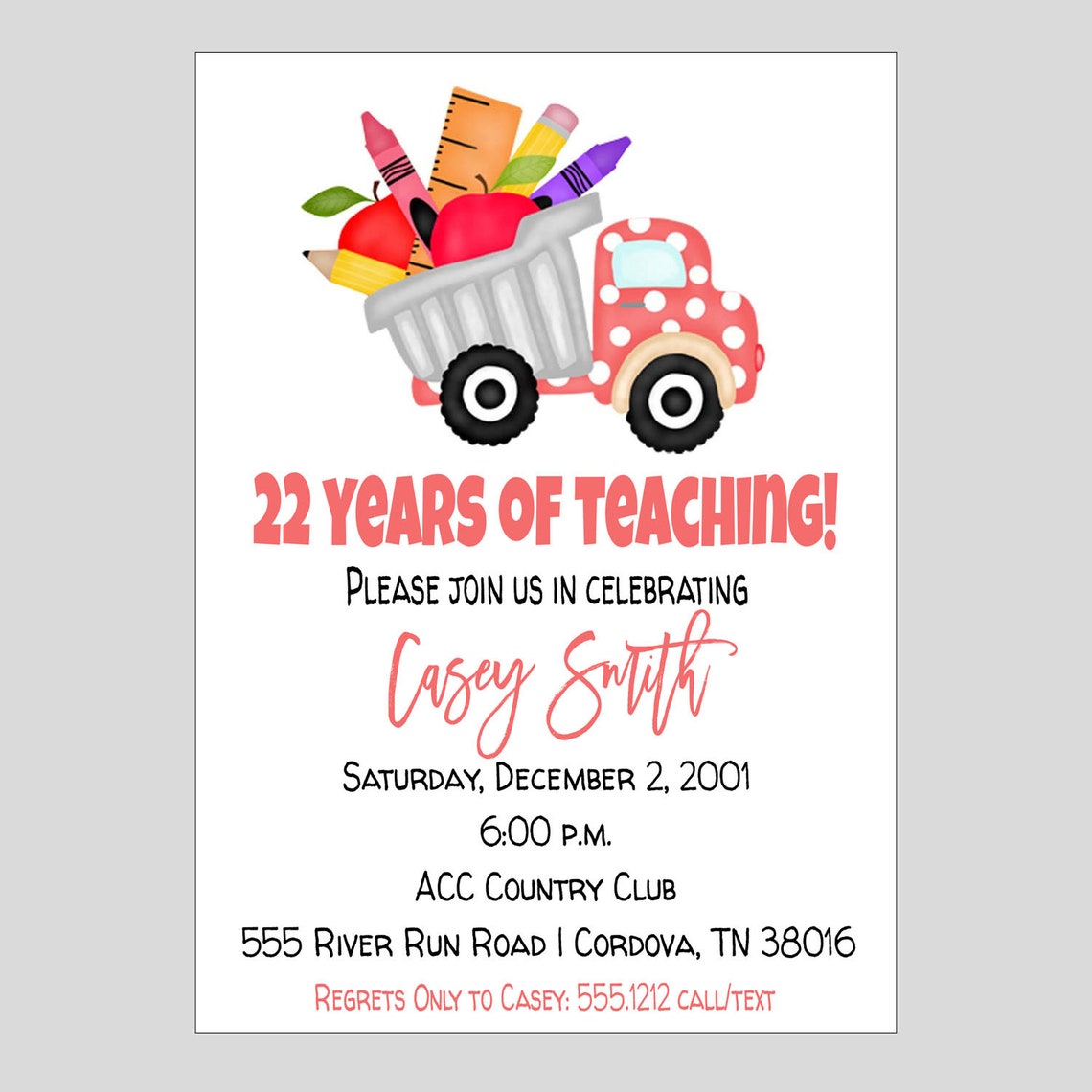 Teacher Retirement Invitations School Party Invite Farewell | Etsy