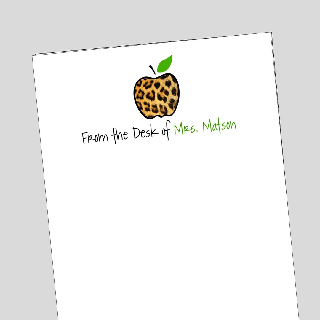 Leopard Apple Notepad, Teacher Notepad, Personalized Teacher Notepad ...