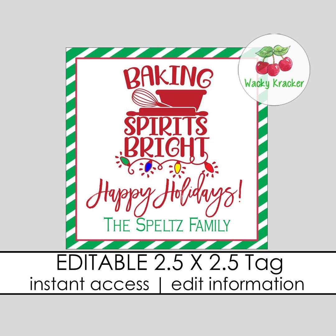 Christmas Baking Gift Tag, Happy Holiday Gift Tag, Merry Christmas Tag ...