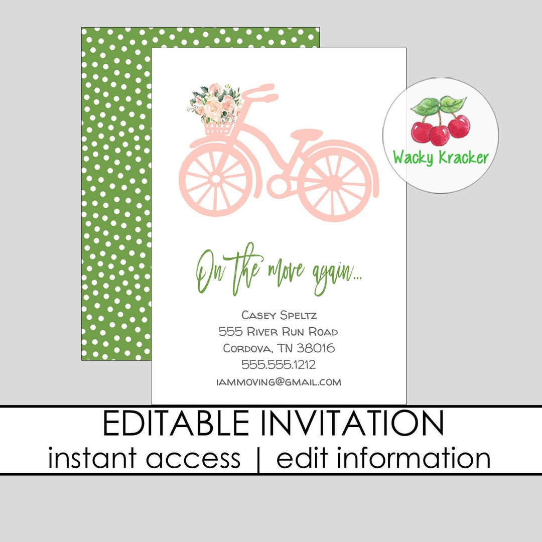 Bicycle Moving Card / Bike Announcement / We've Moved Card - Etsy