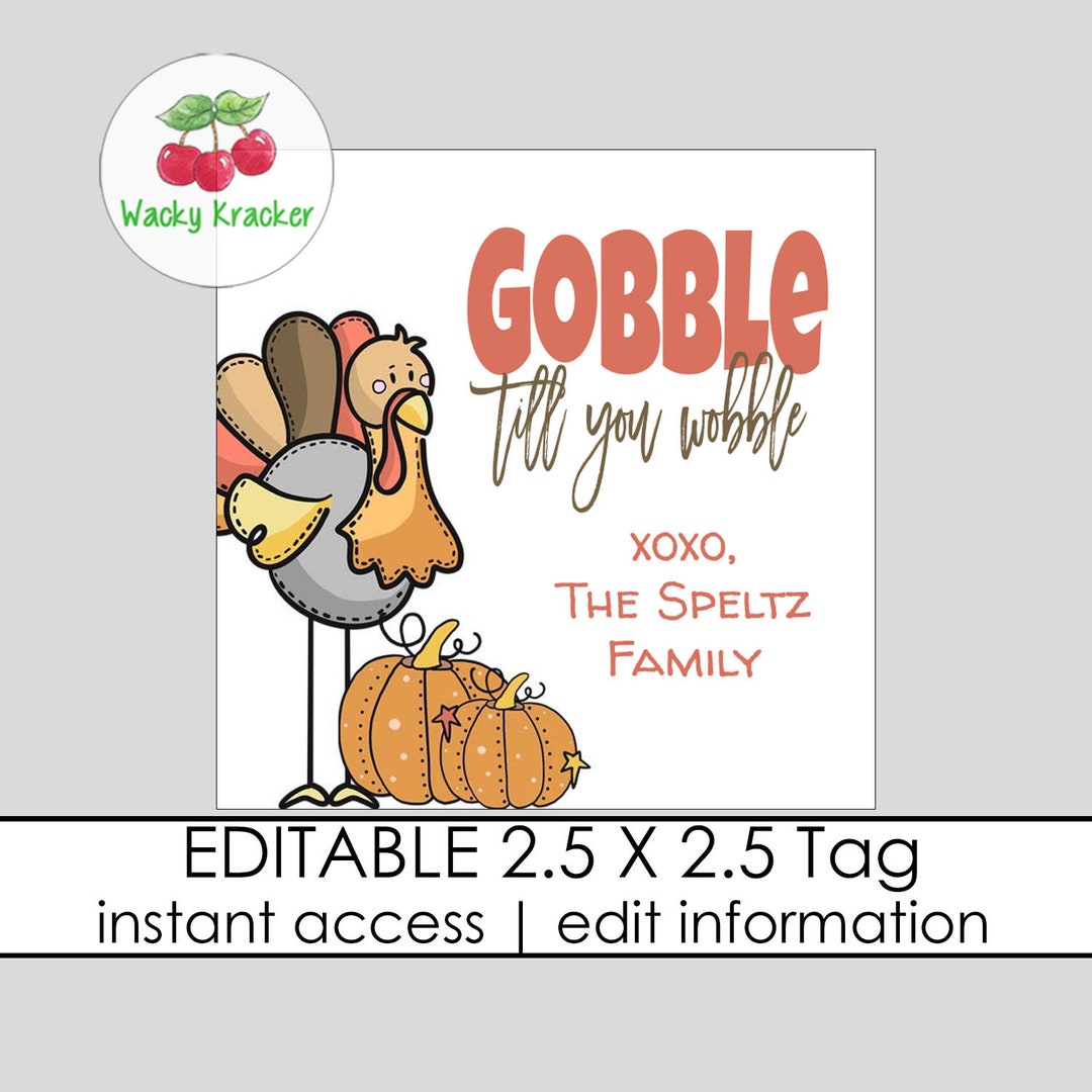 Thanksgiving Gift Tag, Printable Turkey Tag, Thanksgiving Favor Tag ...