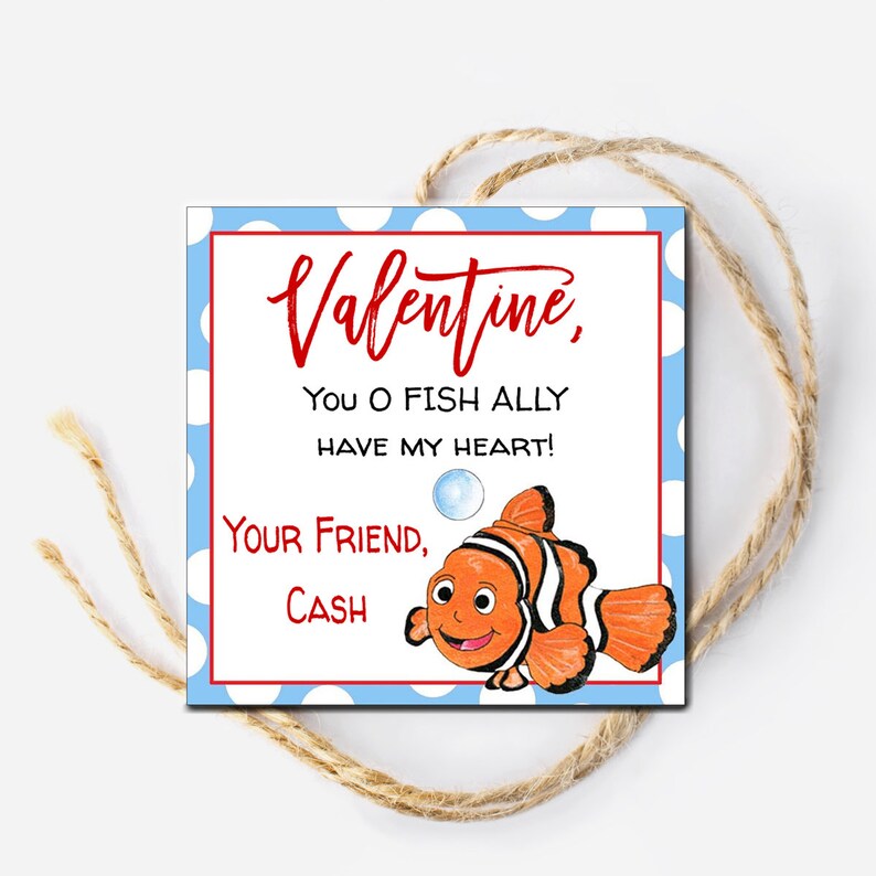 Fish Valentine Tags, Happy Valentine's Gift Tag, Editable Gift Tag ...