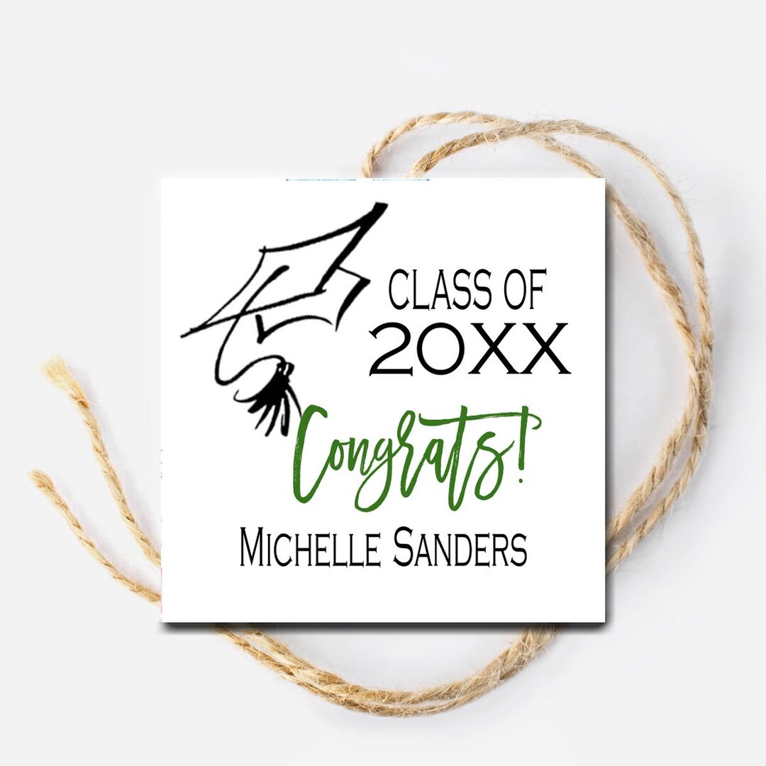 Printable Graduation Hat Cap Class of 2025 Gift Tag, Graduate Gift ...