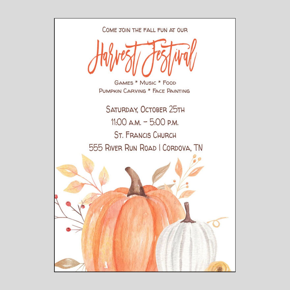 Fall Festival Invitation Harvest Festival Fall Autumn - Etsy