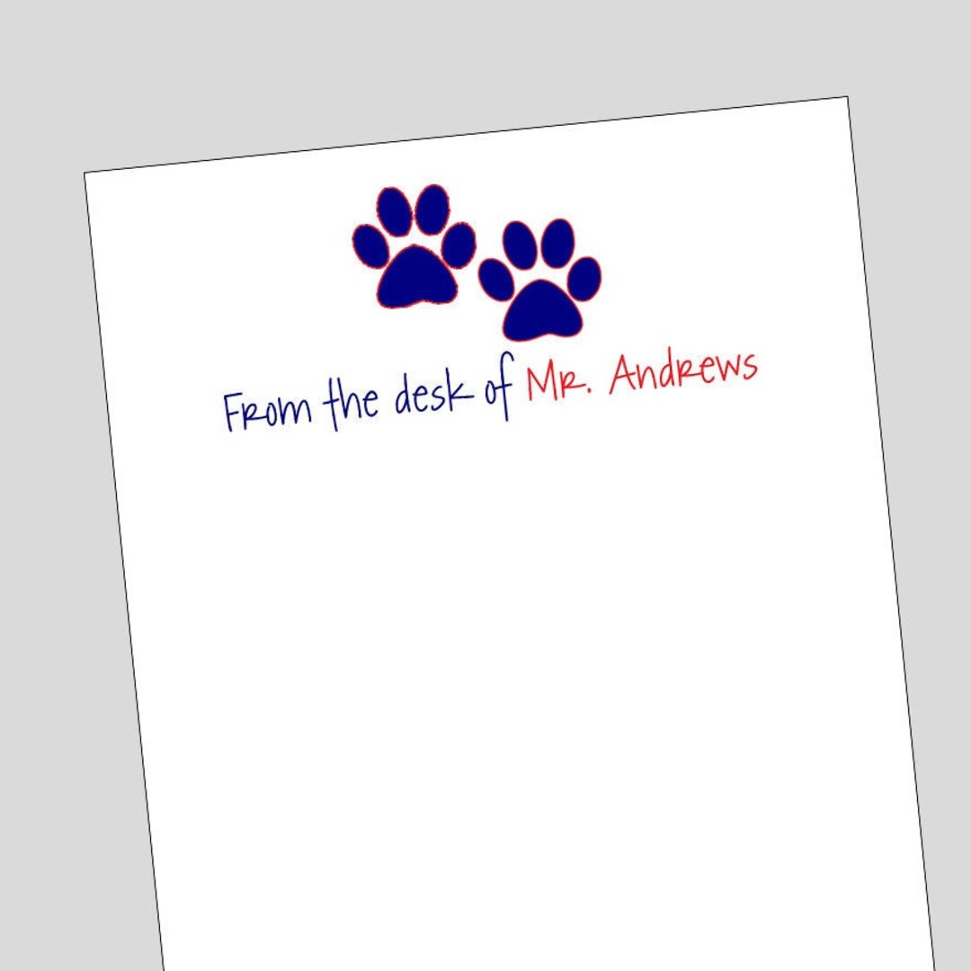 Paw Print Notepad, Personalized Notepad, Teacher Appreciation Gift ...