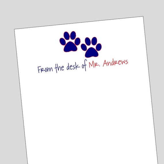 Paw Print Notepad Personalized Notepad Teacher Appreciation - Etsy