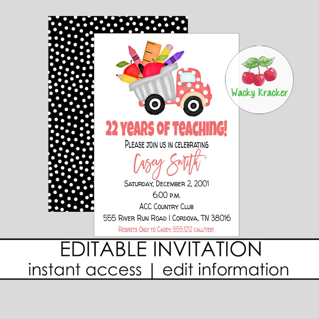 Teacher Retirement Invitations School Party Invite Farewell - Etsy