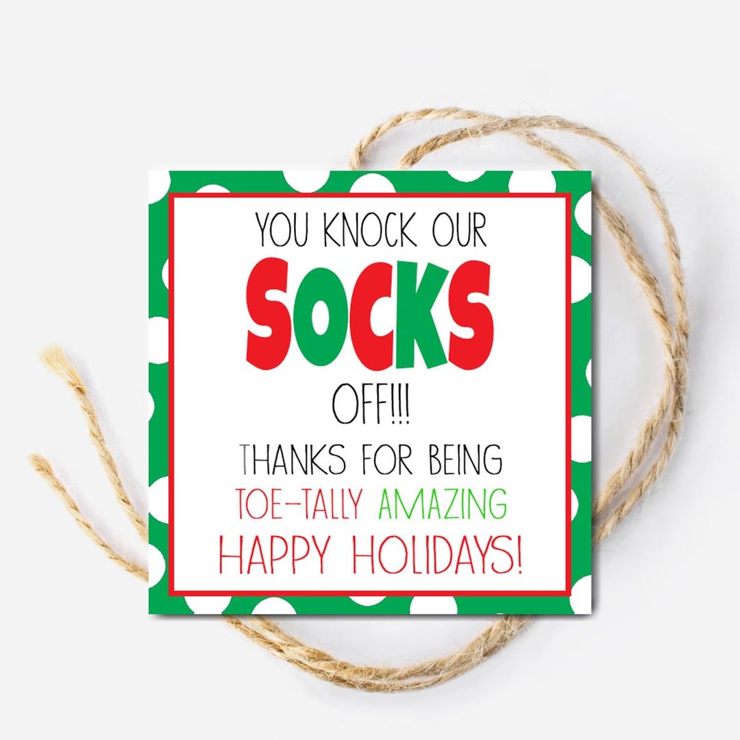 Christmas Socks Tag, Tag for Socks, Appreciation Gift, Instant Download ...