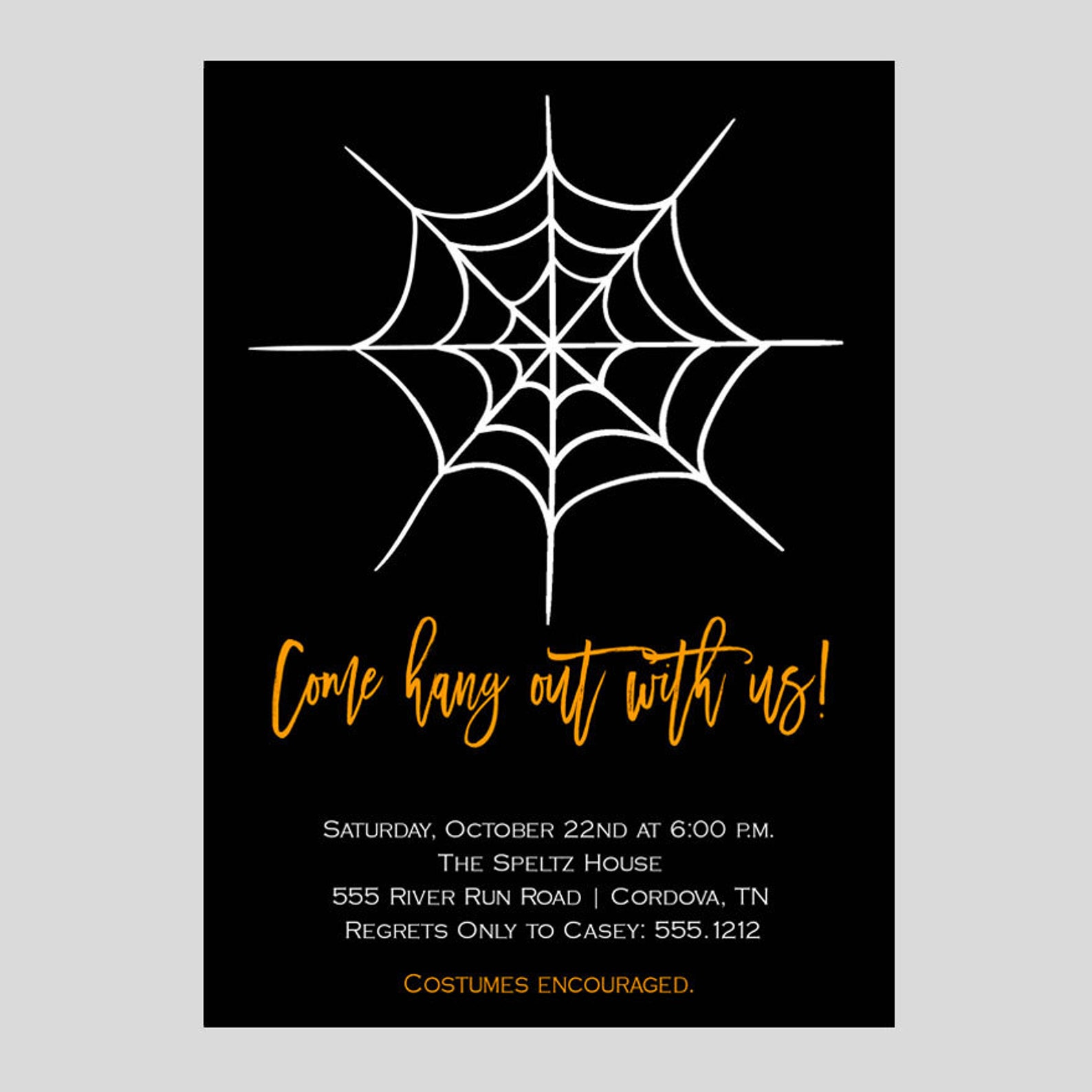 Spider Web Invitation Costume Party Halloween Invite - Etsy
