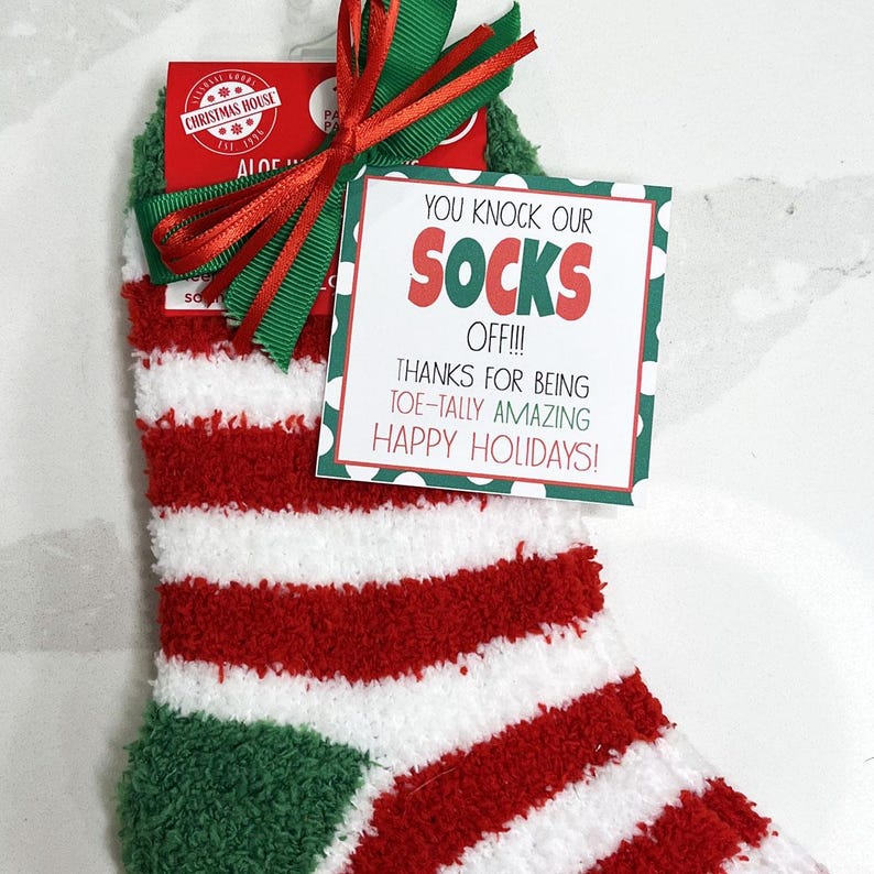 Christmas Socks Tag, Tag for Socks, Appreciation Gift, Instant Download ...