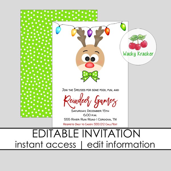 Reindeer Invitation - Etsy