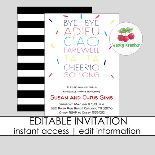 Editable Adios Farewell Party Invitation. Going Away Party - Etsy Canada