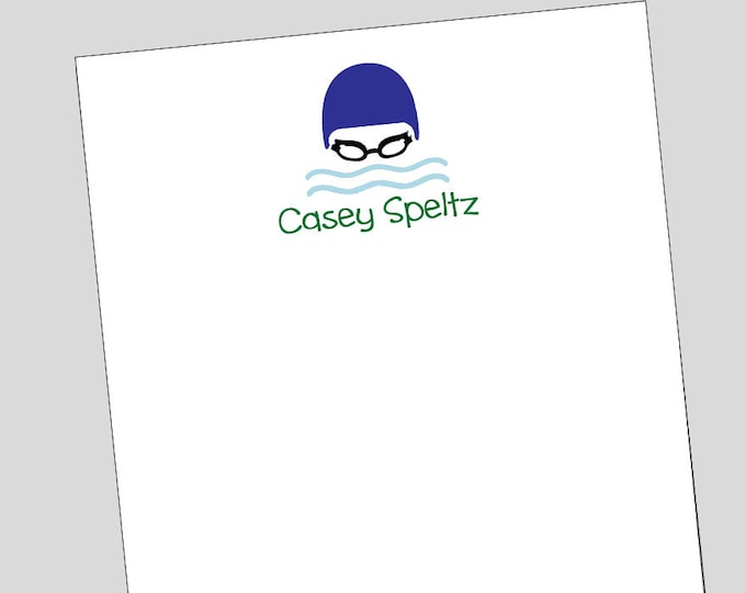 FOUR Just Swim Note Cards With Envelopes, Swim Stationery, Swim Gift ...