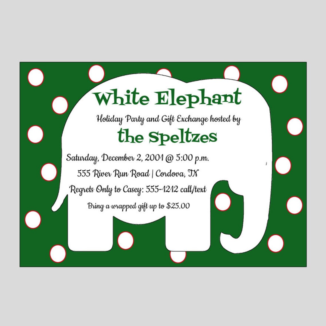 White Elephant Invitation Gift Exchange Party Editable | Etsy