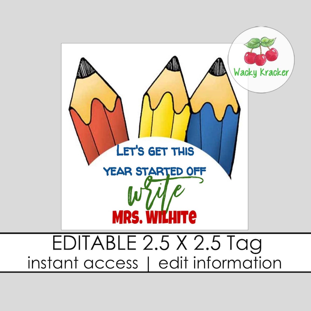 First Day of School Tag, Teacher Supplies Appreciation Tags, Pencil ...