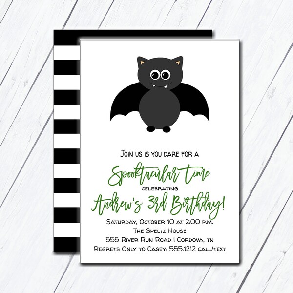 Halloween Bat Invitation - Etsy