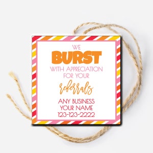 Printable Burst With Appreciation Referral Business Marketing Tag ...