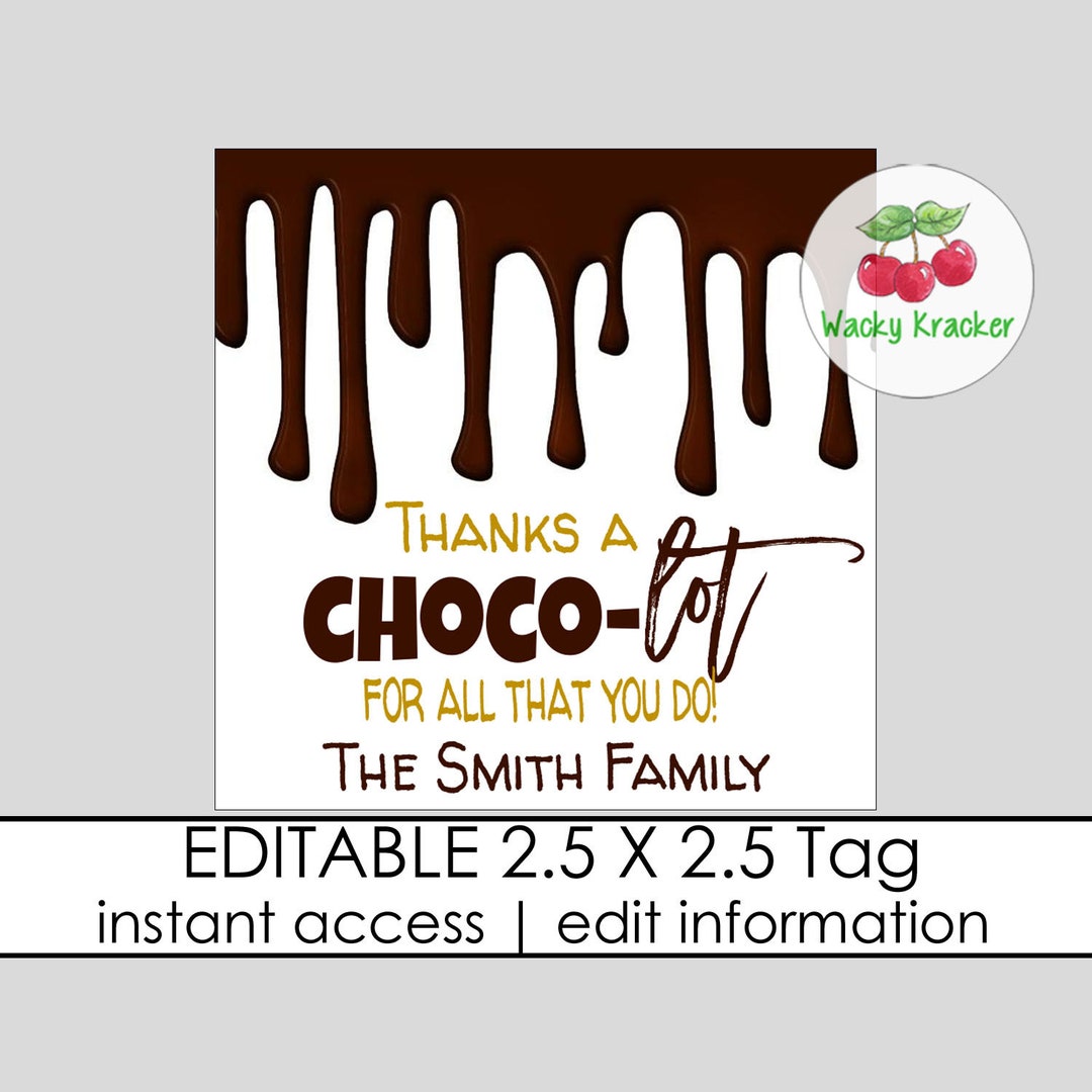 Chocolate Gift Tag, Gift Tag for Staff Appreciation, Gift Tag for ...