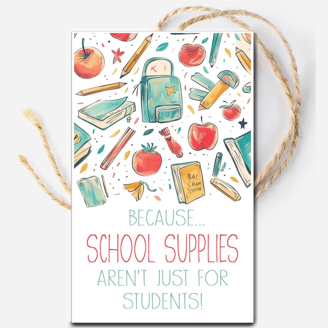 School Supplies Printable Tag, Meet the Teacher Classroom Gift, Back to ...