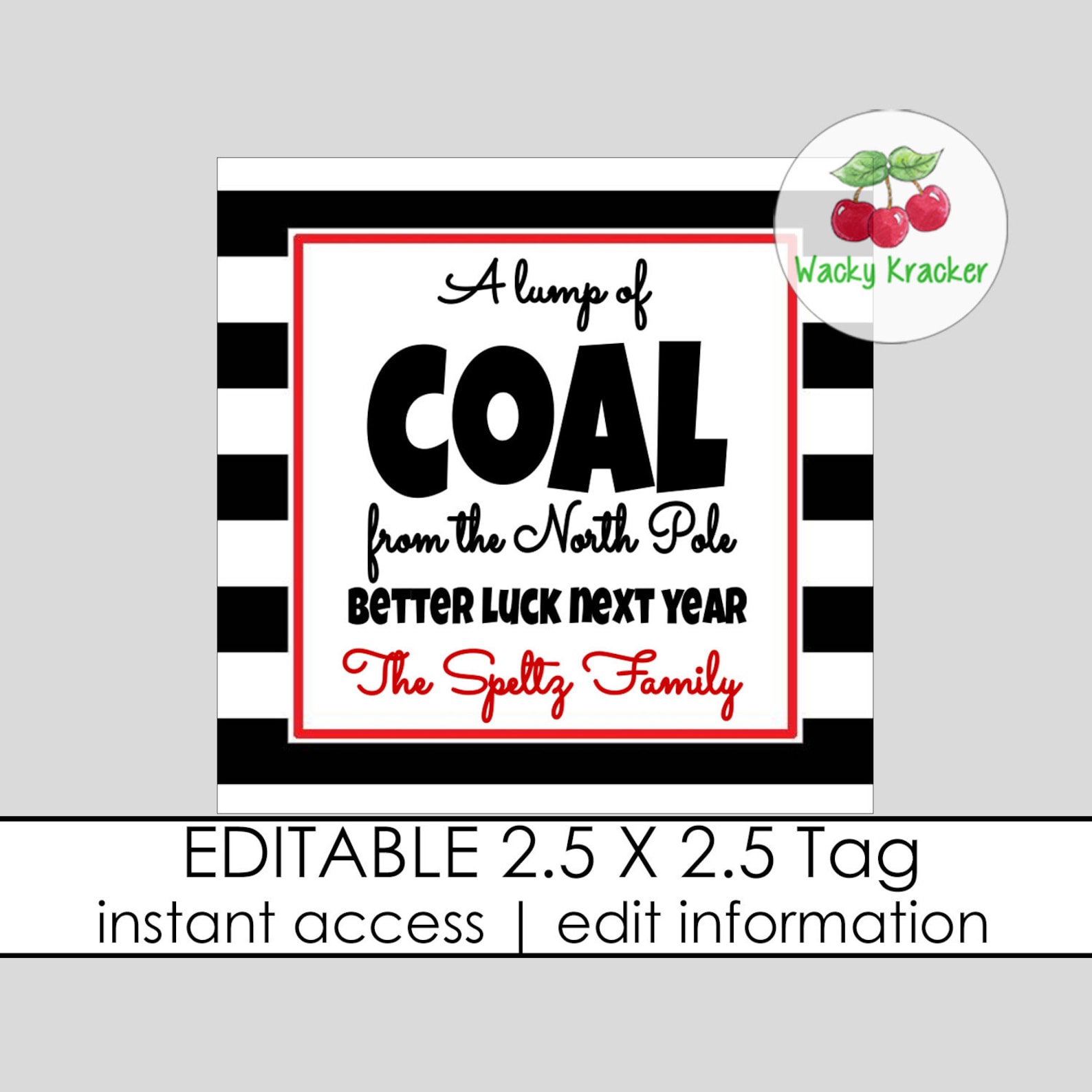 Lump of Coal Christmas Gift Tag Funny Holiday Gag Gift Tag - Etsy