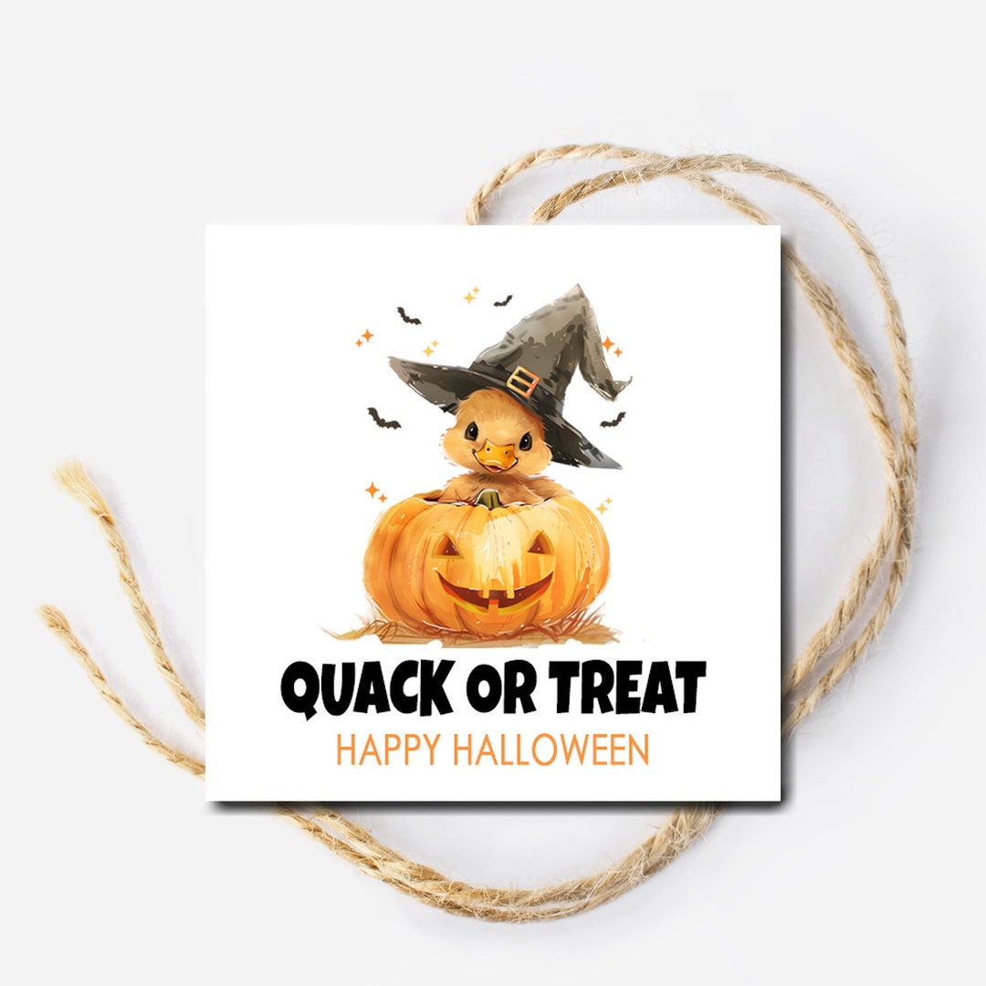Printable Halloween Tags, Rubber Duck Quack or Treat Tag, Party Favor ...