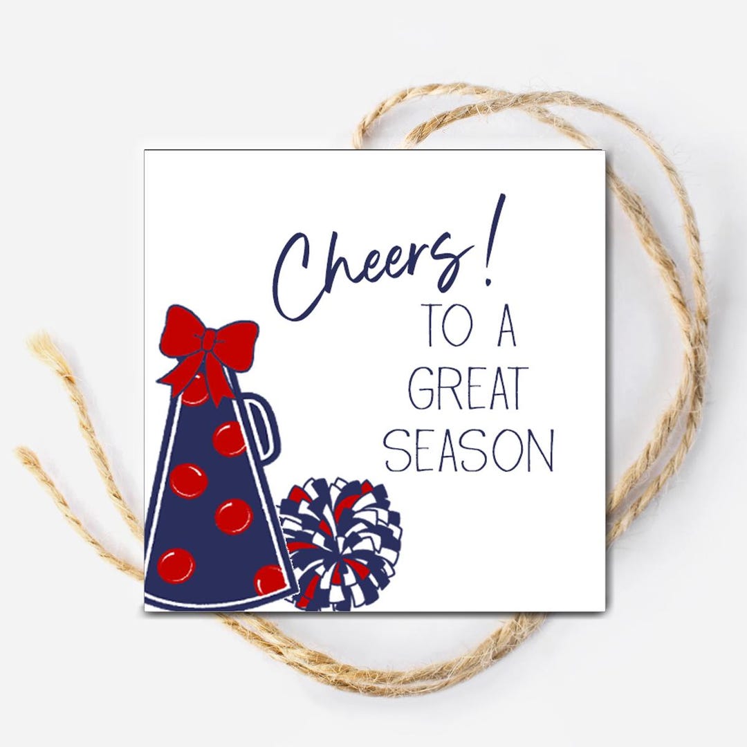 Cheerleading Printable Gift Tags, Good Luck Game Day, Red Blue Cheer ...