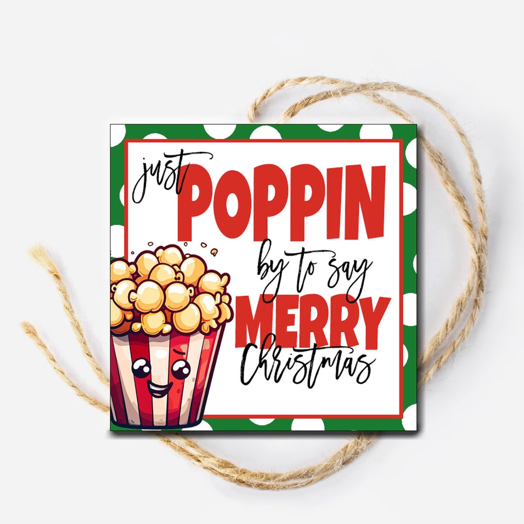 Printable Popcorn Tag, Christmas Tag, Tag for Popcorn, Merry Christmas ...
