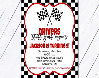 Pink Race Car Invitation, Racing Birthday Invitation, Race Car Birthday ...
