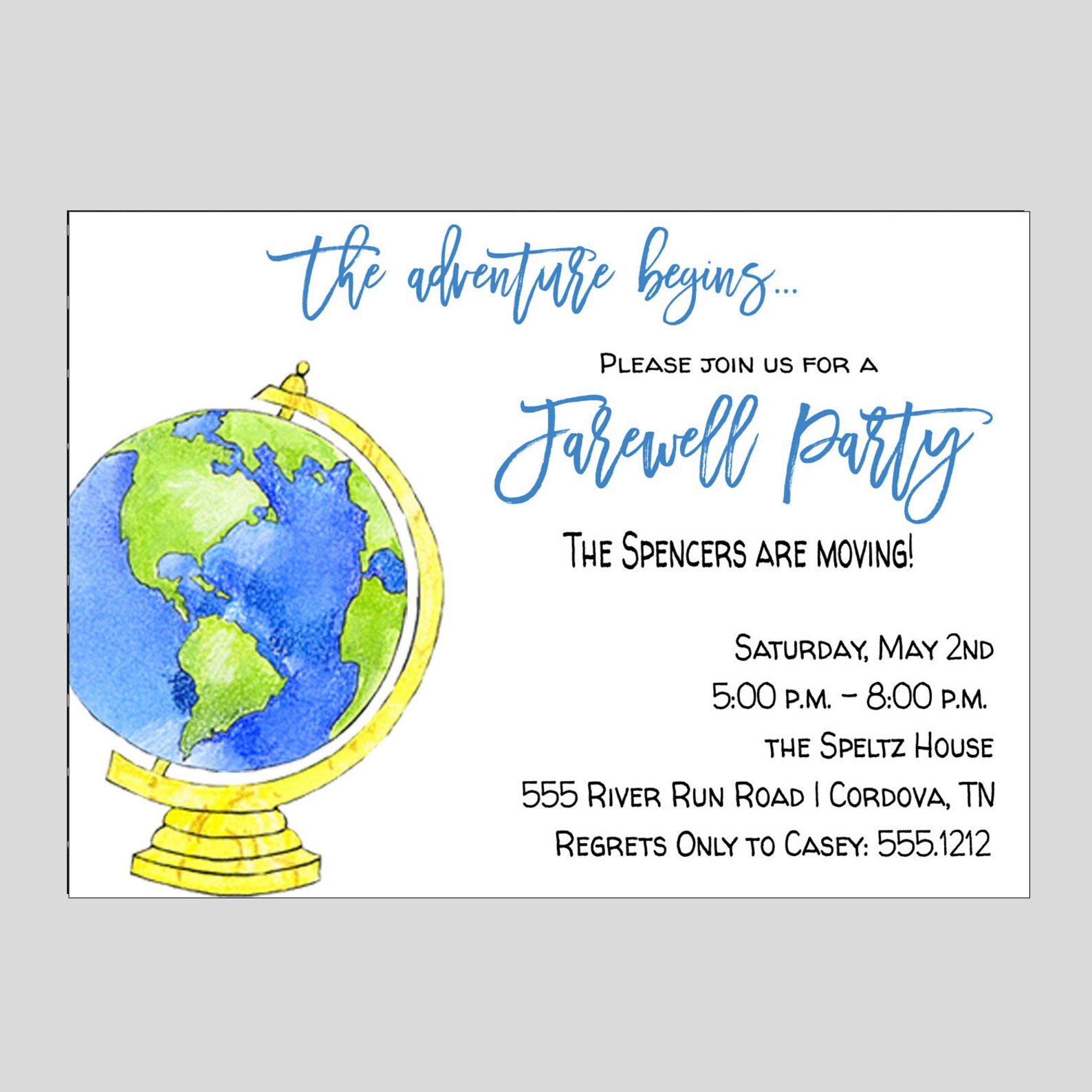 Globe Invitation / Going Away Invitation / Moving Party / - Etsy