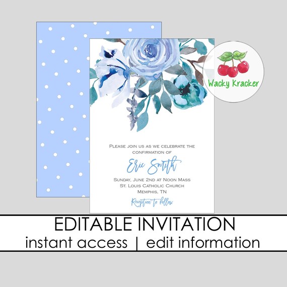 Boy Baptism Invitation Boy Confirmation Invite Dedication | Etsy
