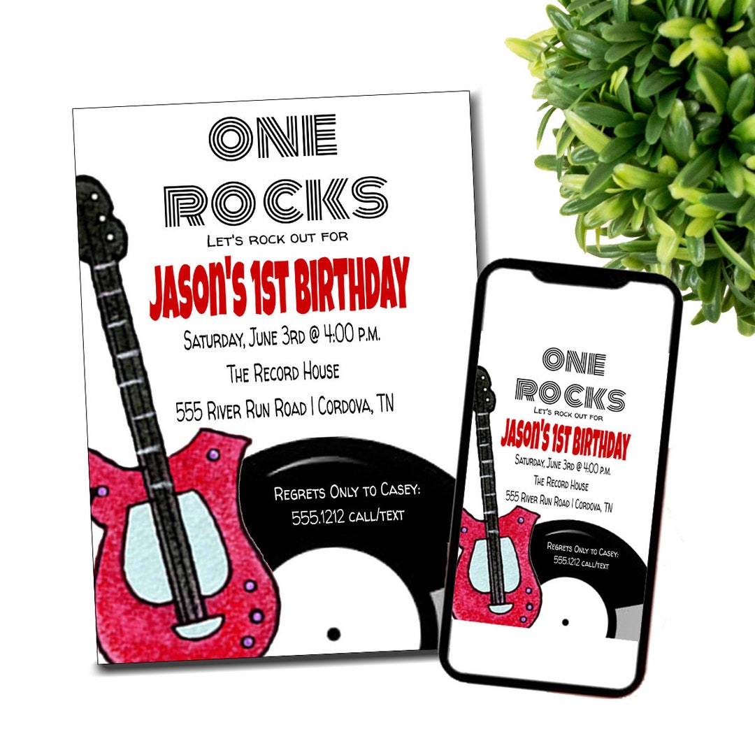 Fiesta como una estrella de rock, plantilla de invitación de cumpleaños ...