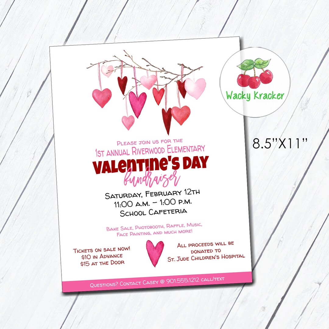 Valentine Fundraiser Flyer, Valentine's Party, EDITABLE Template ...
