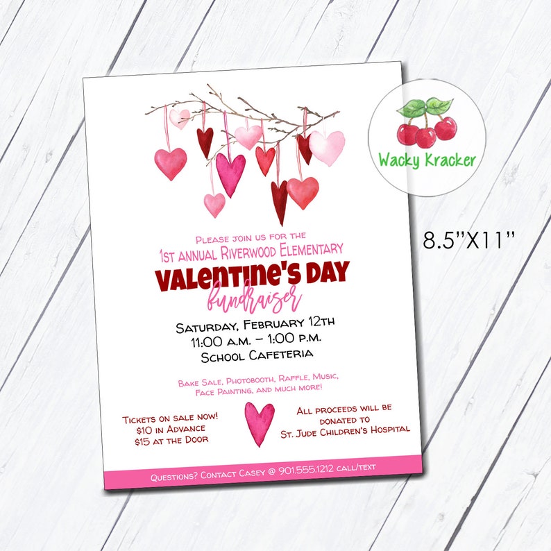 Valentine Fundraiser Flyer Valentine's Party EDITABLE - Etsy