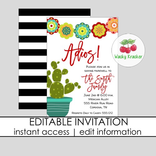 Going Away Party Invite Adios Farewell Party Invitation - Etsy