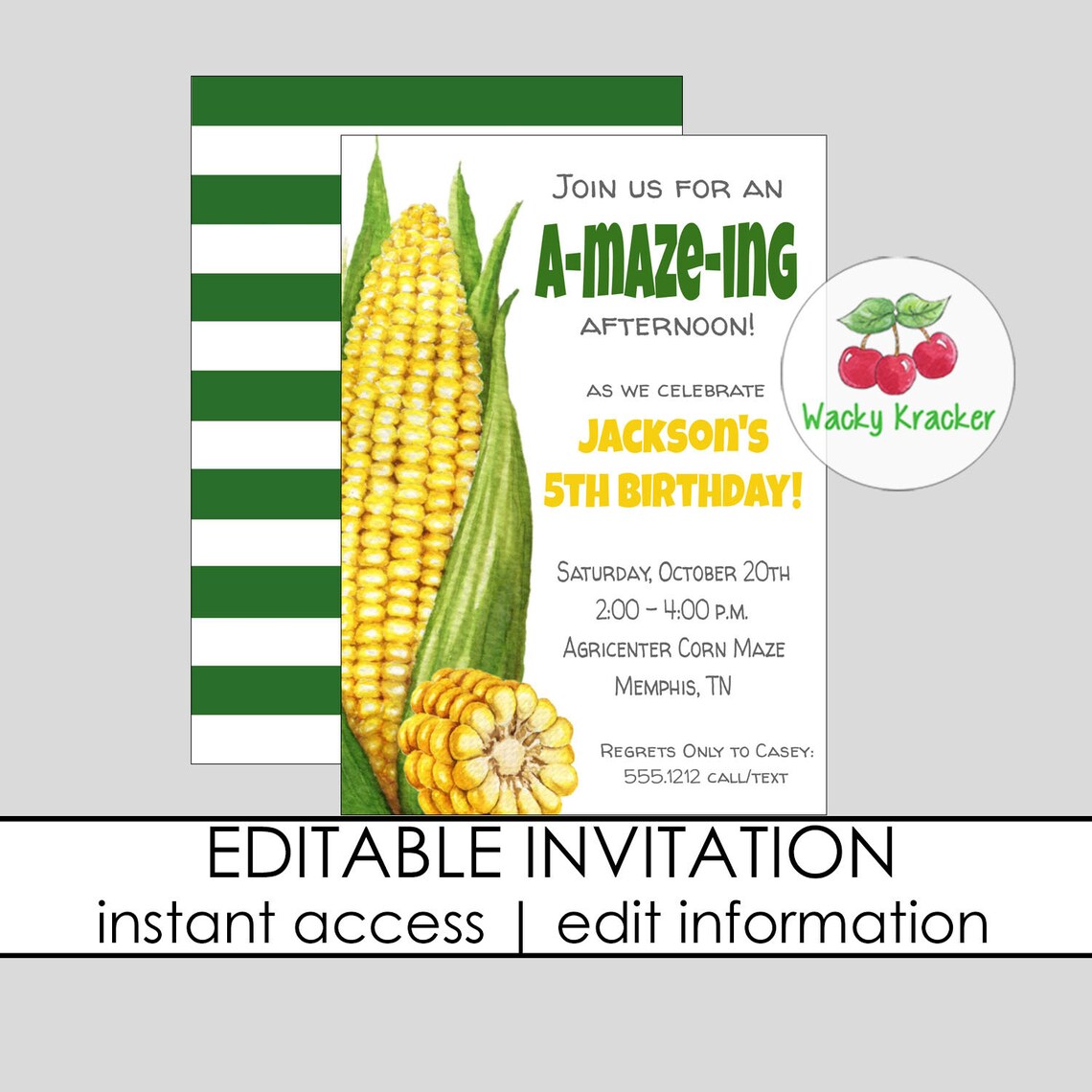 Corn Maze Birthday Invitation, Fall Festival Invitation, Corn and ...