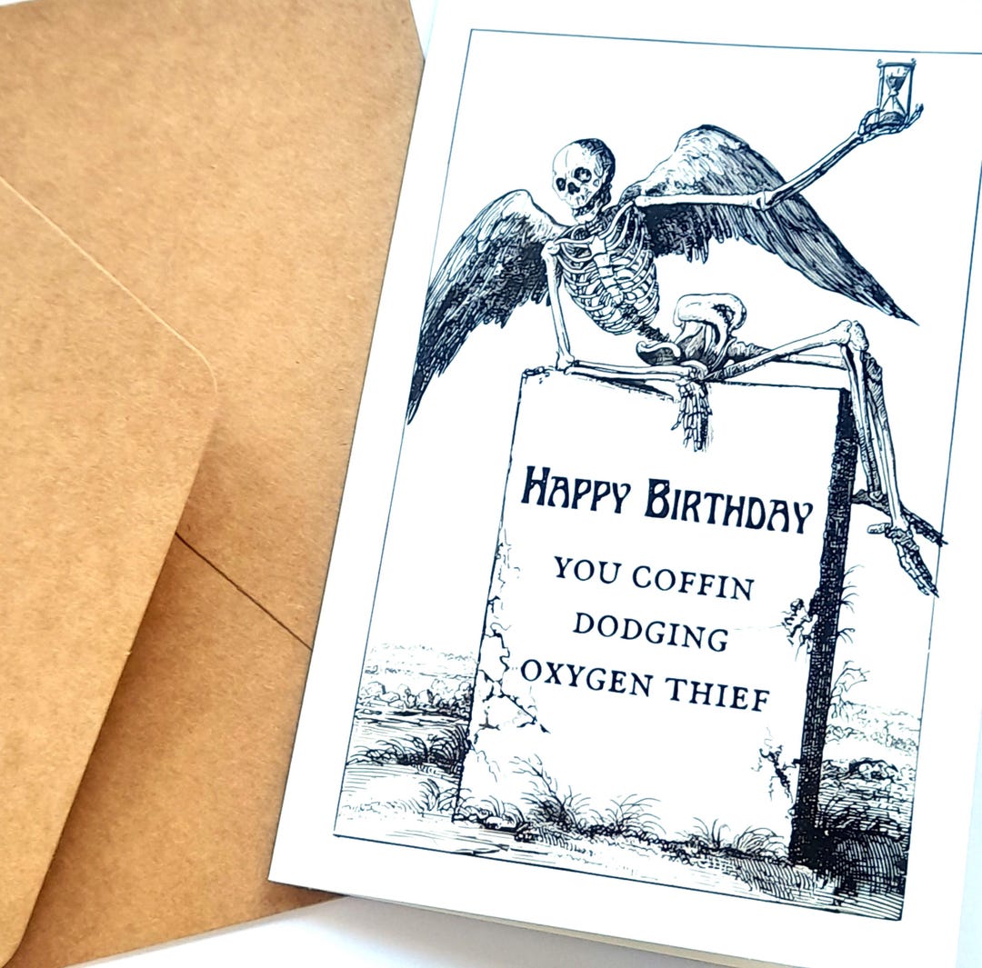 Dark Humor Birthday Card - Gothic Grim Reaper, Sarcastic Vintage ...