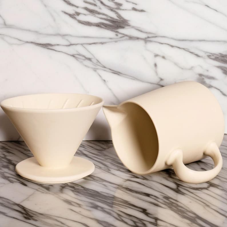 Minimalist Ceramic Pour Over Coffee Set – Handcrafted Dripper and ...